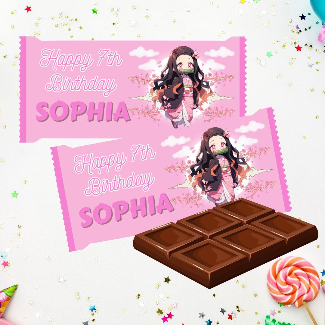 EDITABLE Nezuko Chocolate Bar Wrapper, Nezuko Birthday Party, Demon ...