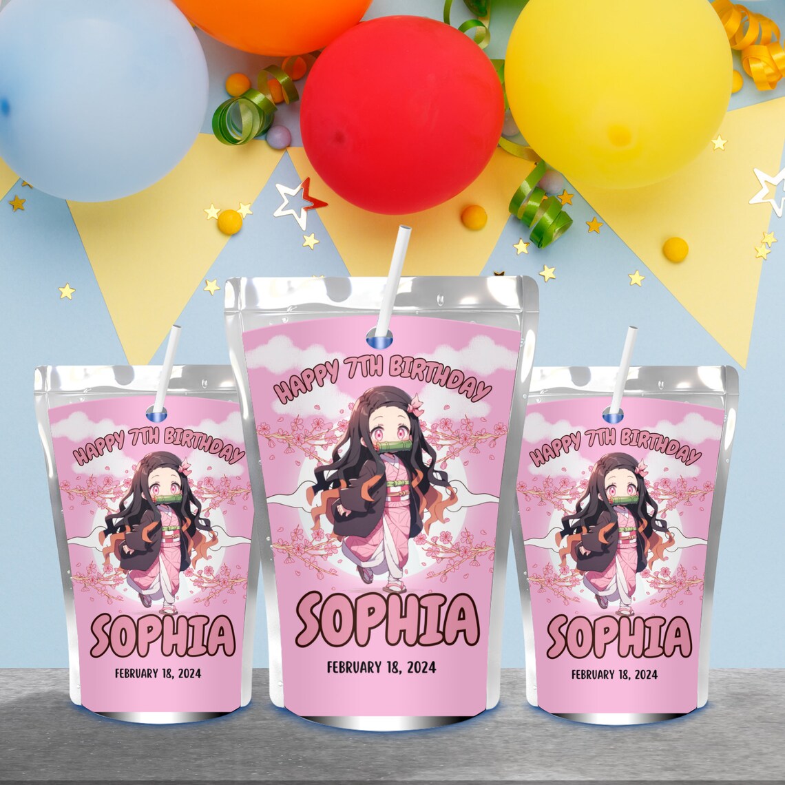 EDITABLE Anime Nezuko Capri Sun Label, Demon Slayer Juice Cover, Nezuko ...