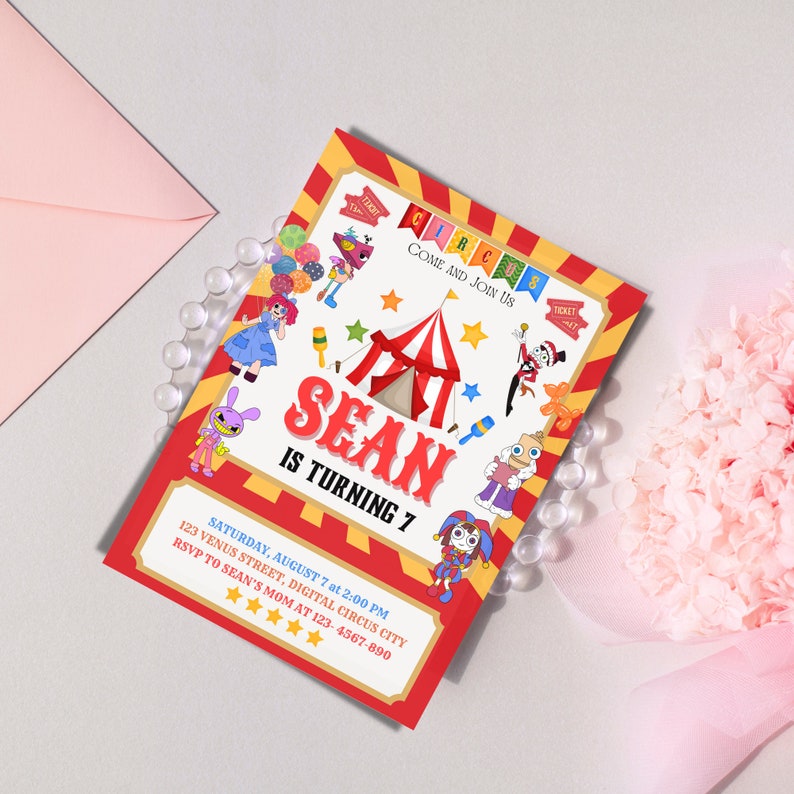 EDITABLE the Amazing Digital Circus Invitation, Pomni Birthday Party ...