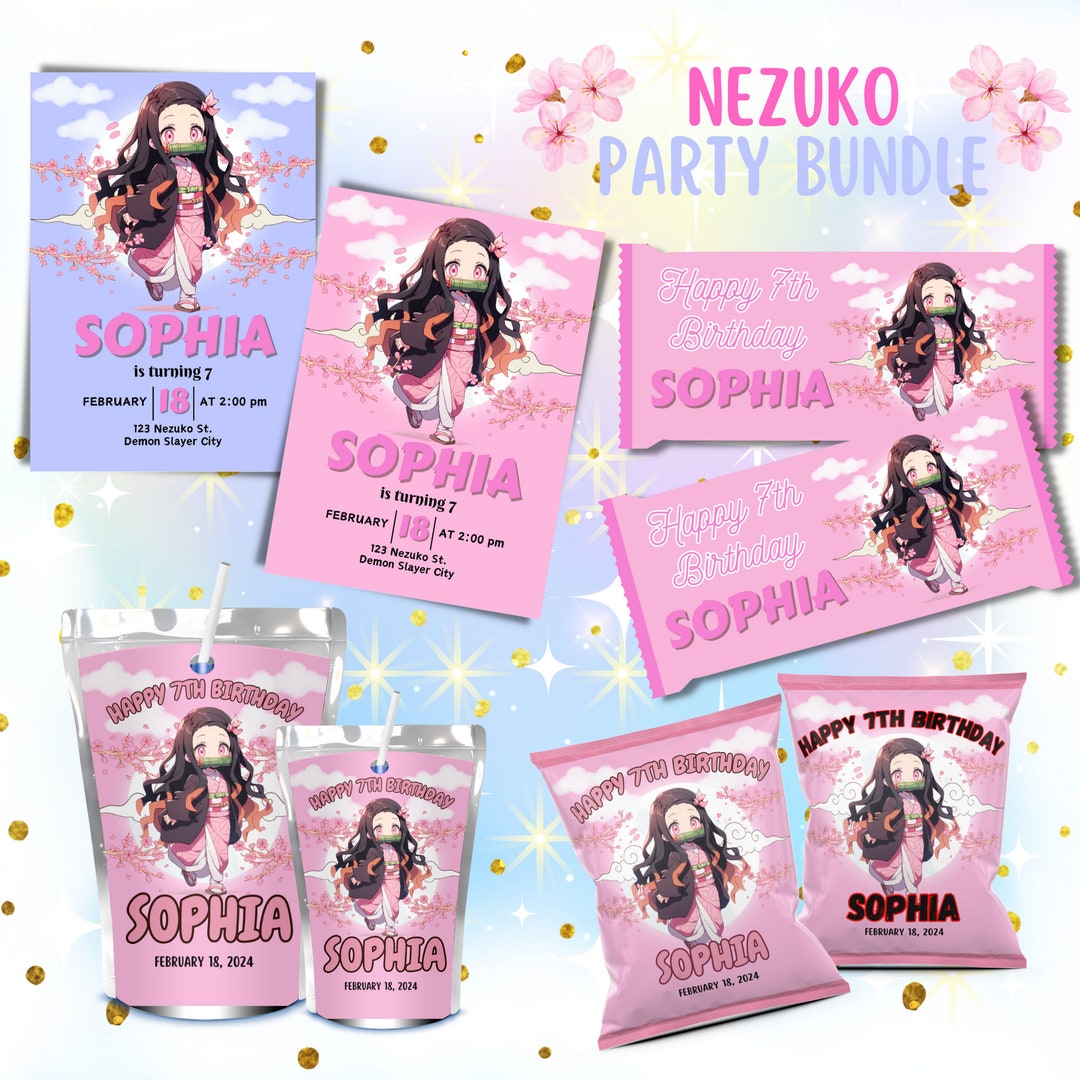 Nezuko Demon Slayer Birthday Bundle Set, Anime Party Theme, Anime ...