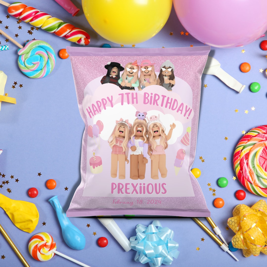 Editable Chip Bag Roblox Birthday Party Theme Loot Bag Canva Template ...