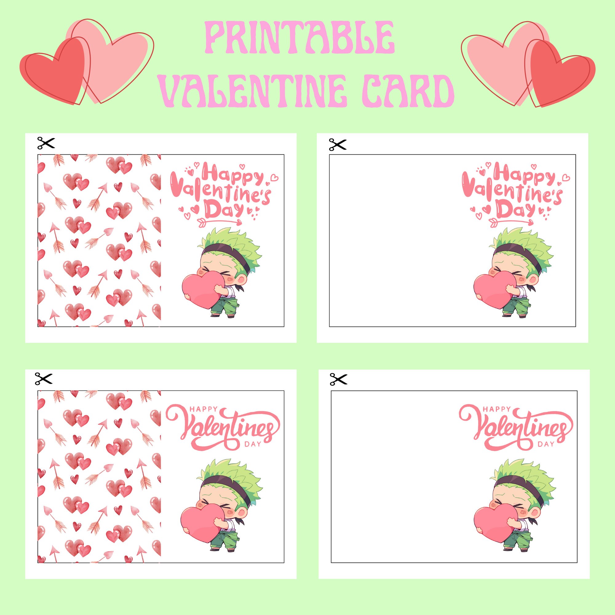 Printable Anime Valentine Card, Zoro Valentine, Anime Inspired ...