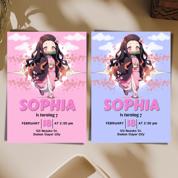 Nezuko Birthday Invitation - Etsy