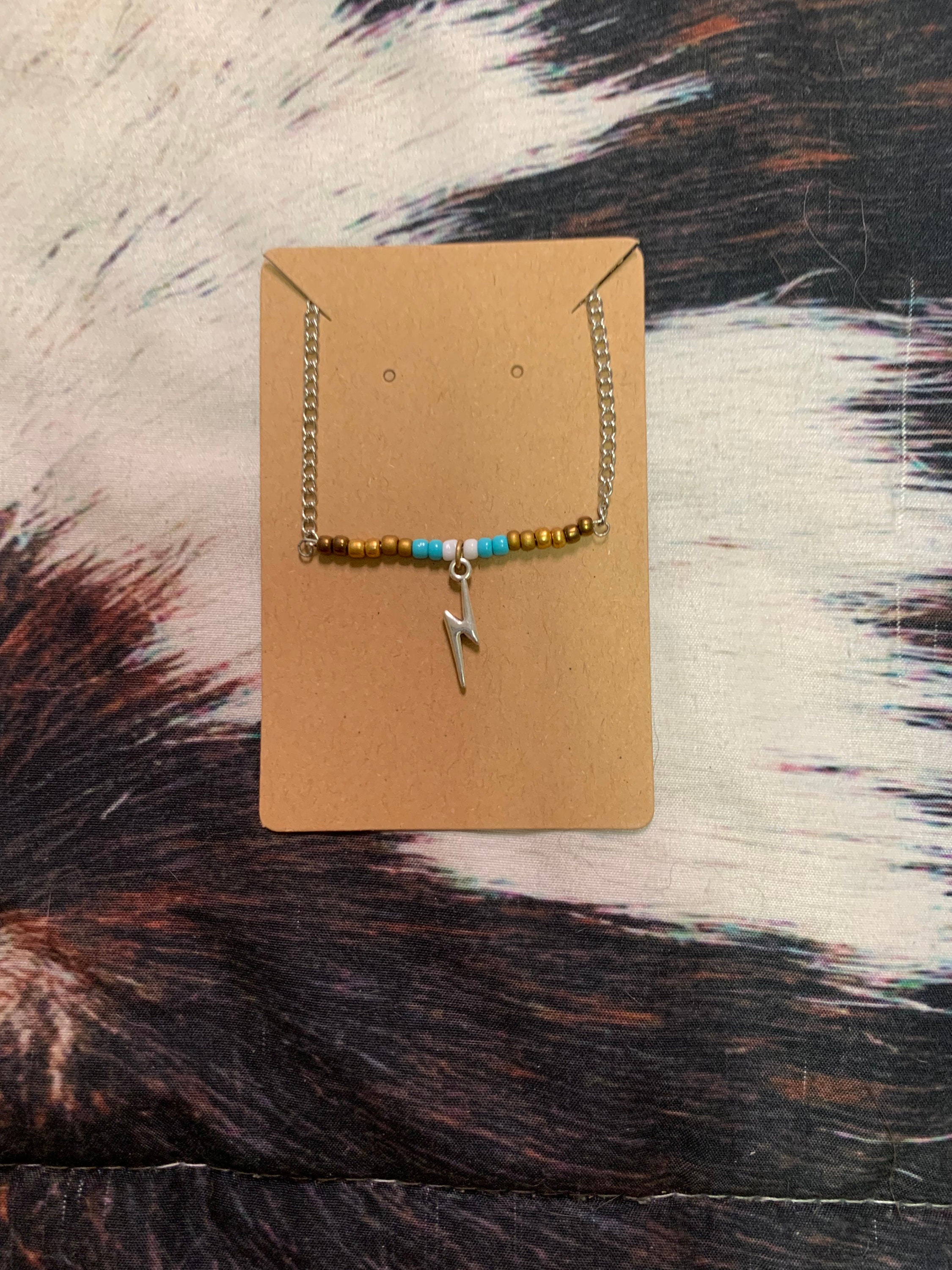 Brown Lightning Bolt Western Chain Necklace - Etsy