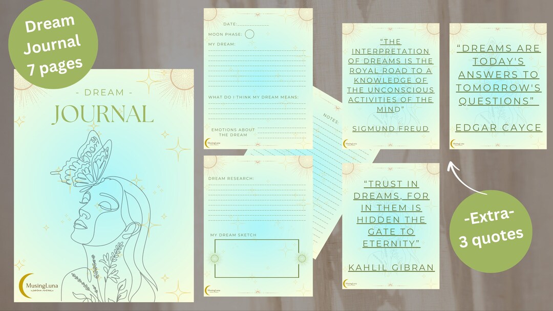Digital, Printable Dream Journal, Mystical, Printable Pages, Spiritual ...