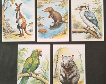 1 - 5 Pack Australian Animals Themed Cards Set #1. (holographic Designs ...