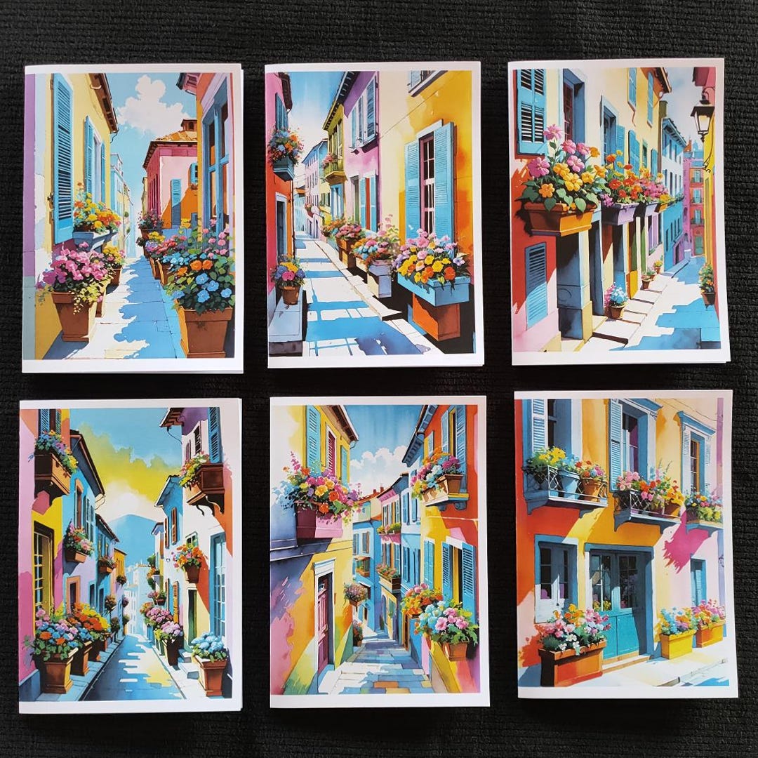 1 - 6 Pack Flowers in Planter Box Themed Cards. (holographic Designs ...