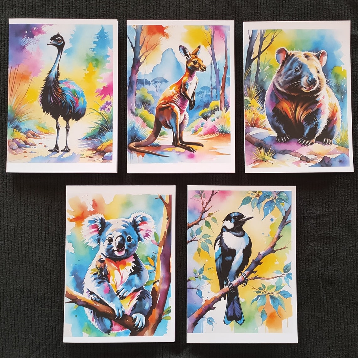 1 - 5 Pack Australian Animals Themed Cards Set #1. (holographic Designs ...