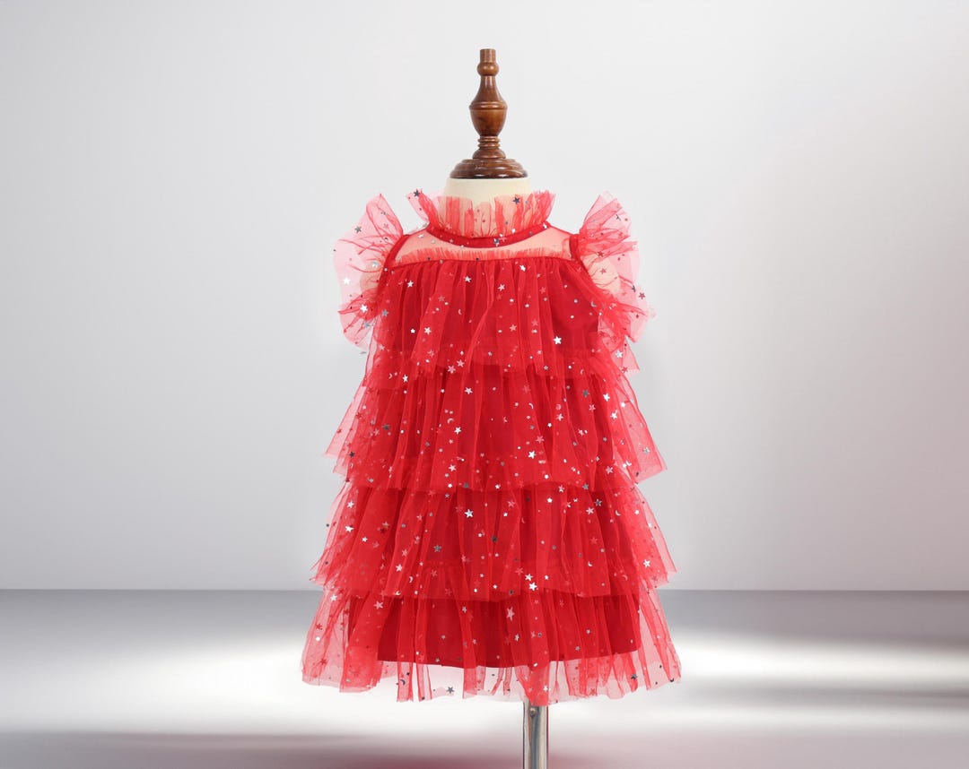 Twirly Red Sparkle Tulle Dress, Christmas Dress Baby Toddler Girl ...