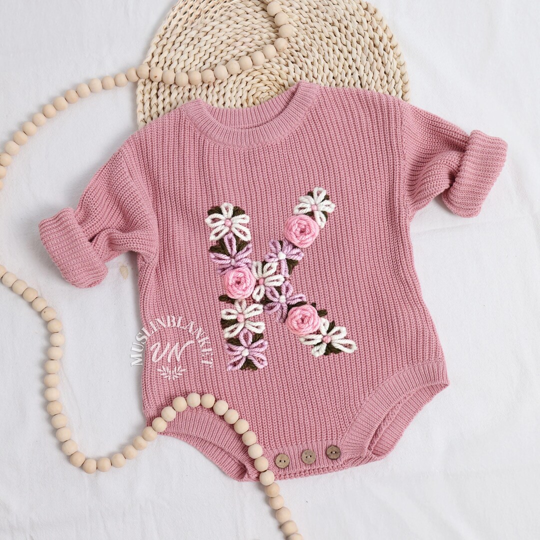 Cute Hand Embroidered Romper, Baby Name Romper, First Birthday Outfit ...