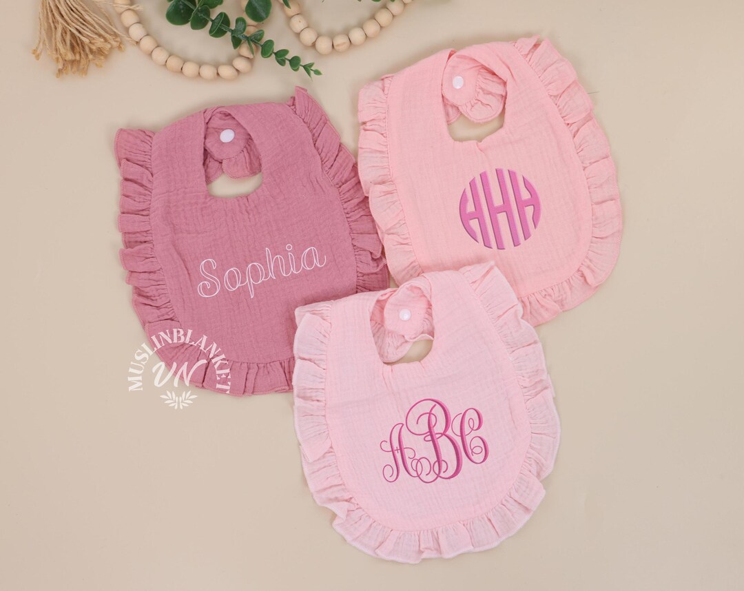 Personalized Baby Girl Bib, Embroidered Baby Bib, Monogrammed Baby Girl ...