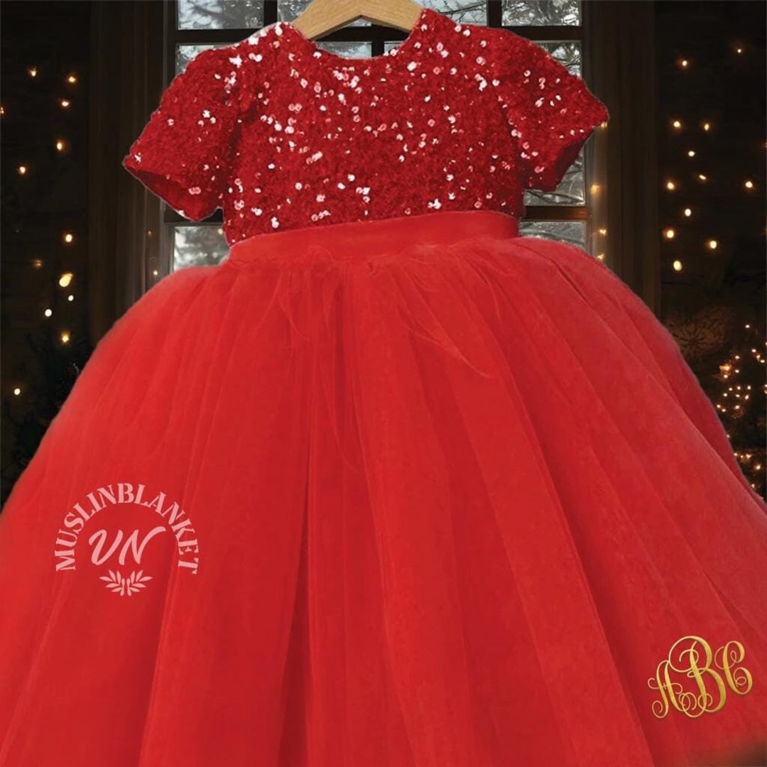 Red Sequin Tutu Red Dress for Girls, Customized Girls Red Dress ...