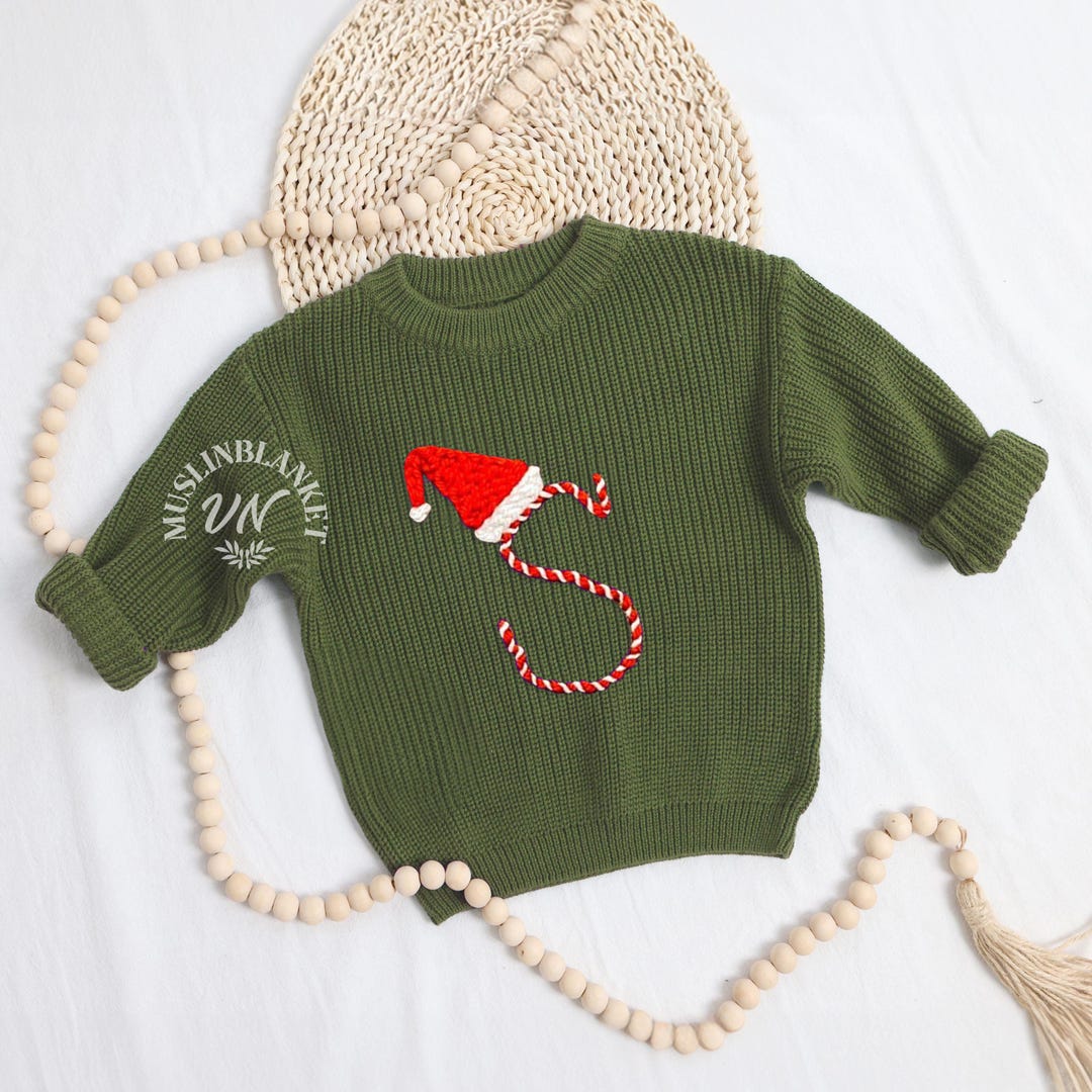 Hand Embroidered Christmas Santa Hat Sweater for Kids, Toddler ...