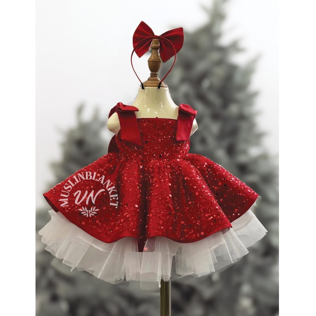 Sparkling Red Party Dress for Girls, Sequin Toddler Formal Gown ...