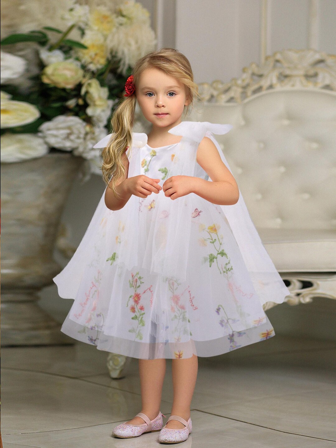 White Lavender 4 Layers Flower Girl Dress Tutu Flower Party Dress ...