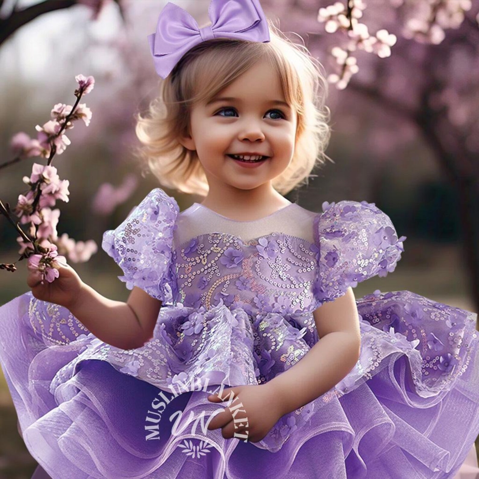 Floral Lilac 1st 2nd 3rd Birthday Dress Baby Girl Toddler Fancy Lace ...