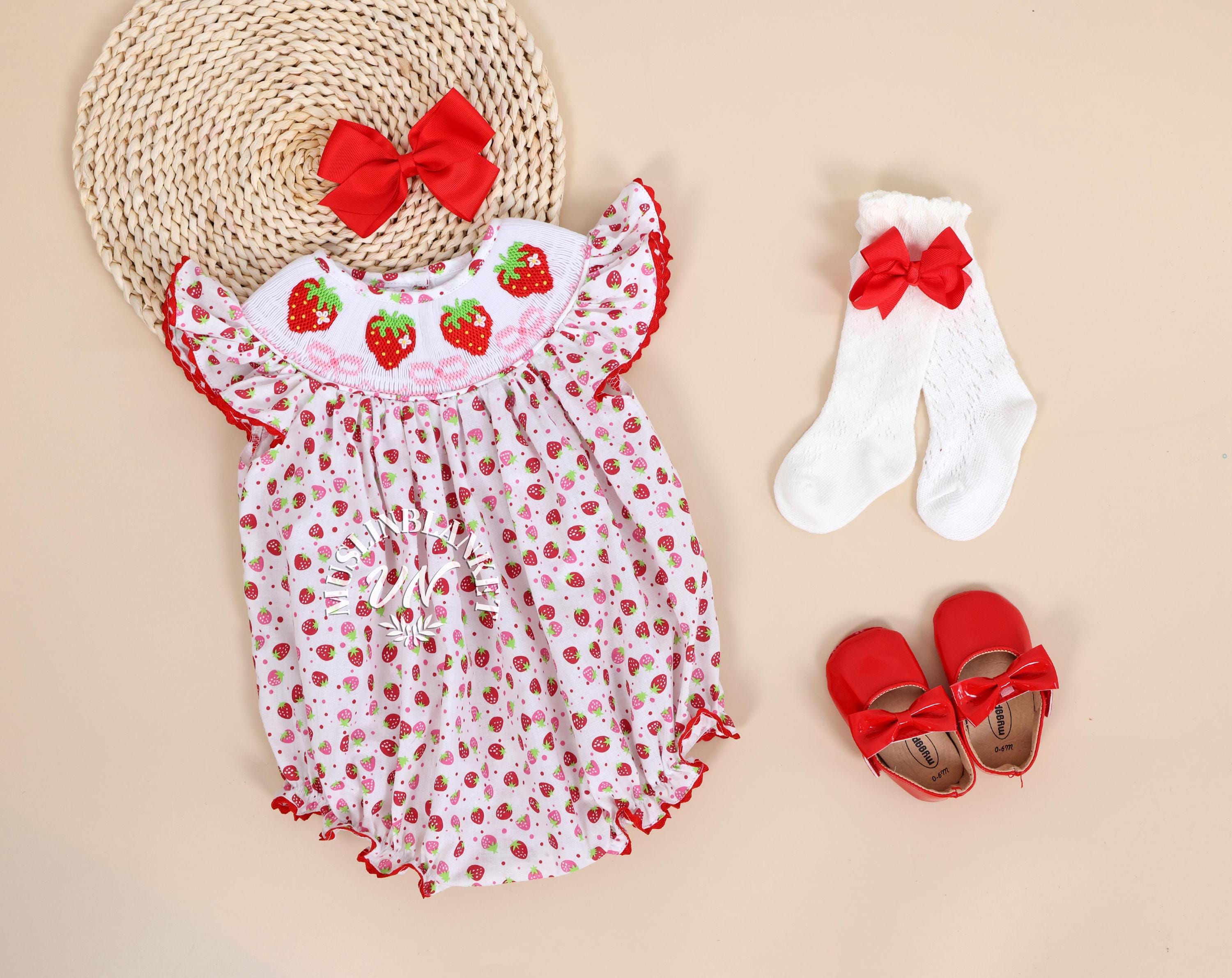 Birthday Strawberry Romper Bubble, Smocked Romper, Berry First Birthday ...