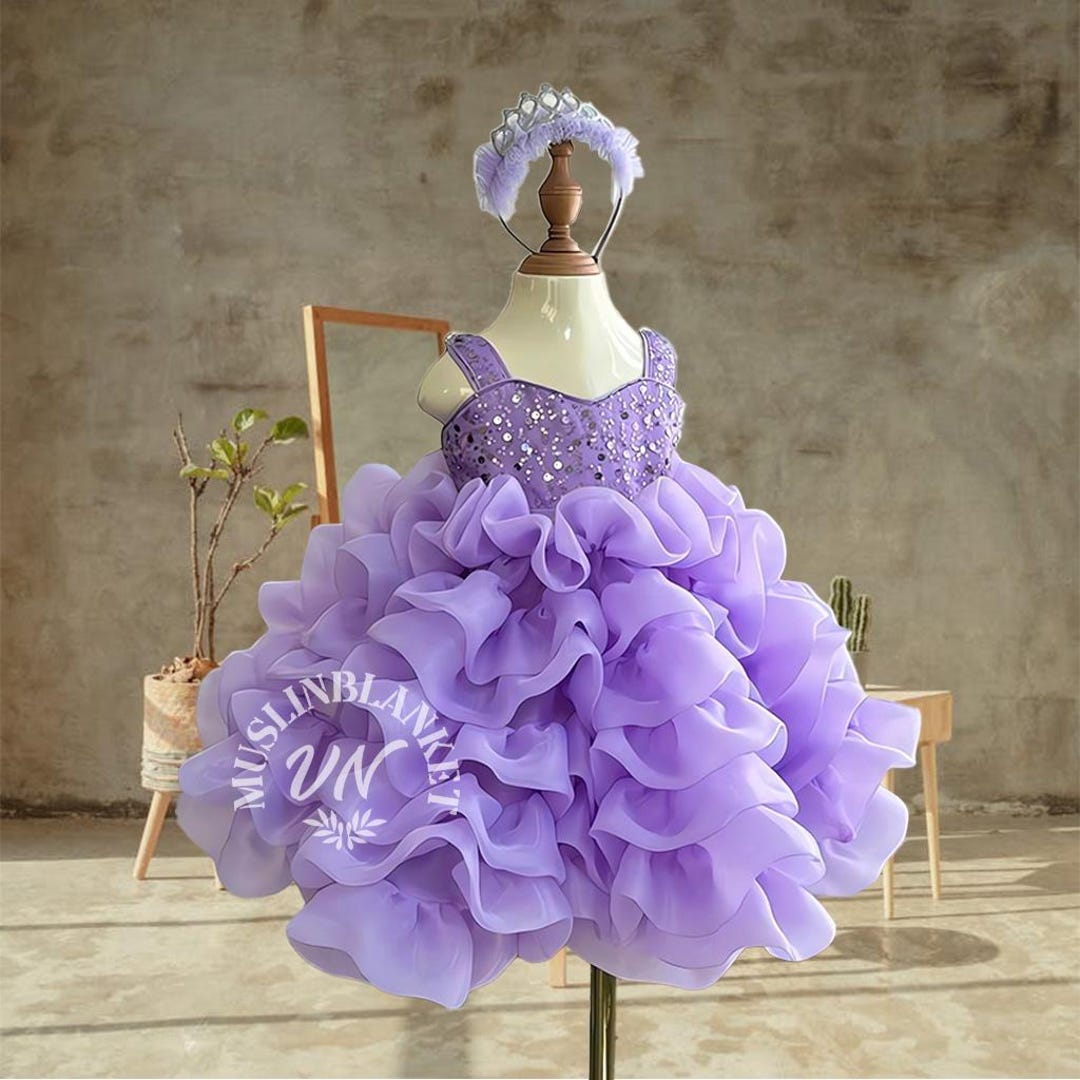 NEW Lilac First Birthday Dress, Sparkling Baby Dress, Sequined Flower ...