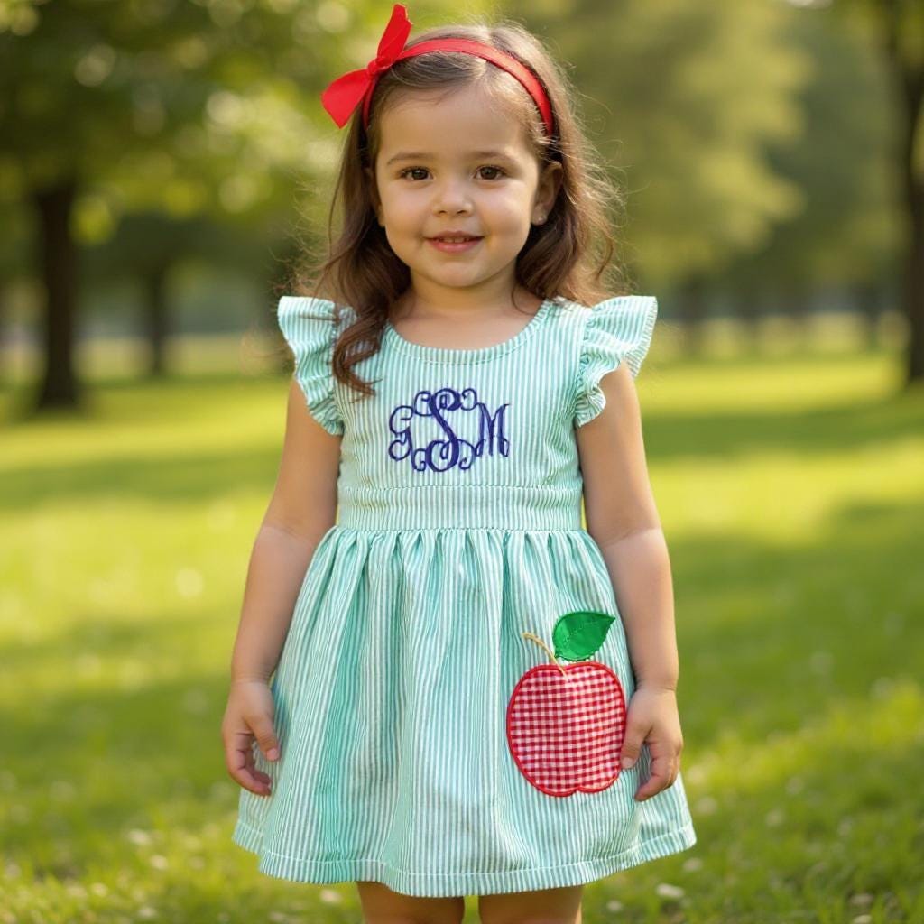Back to School Outfit, Girls Back to School Dress, Monogrammed Back to ...