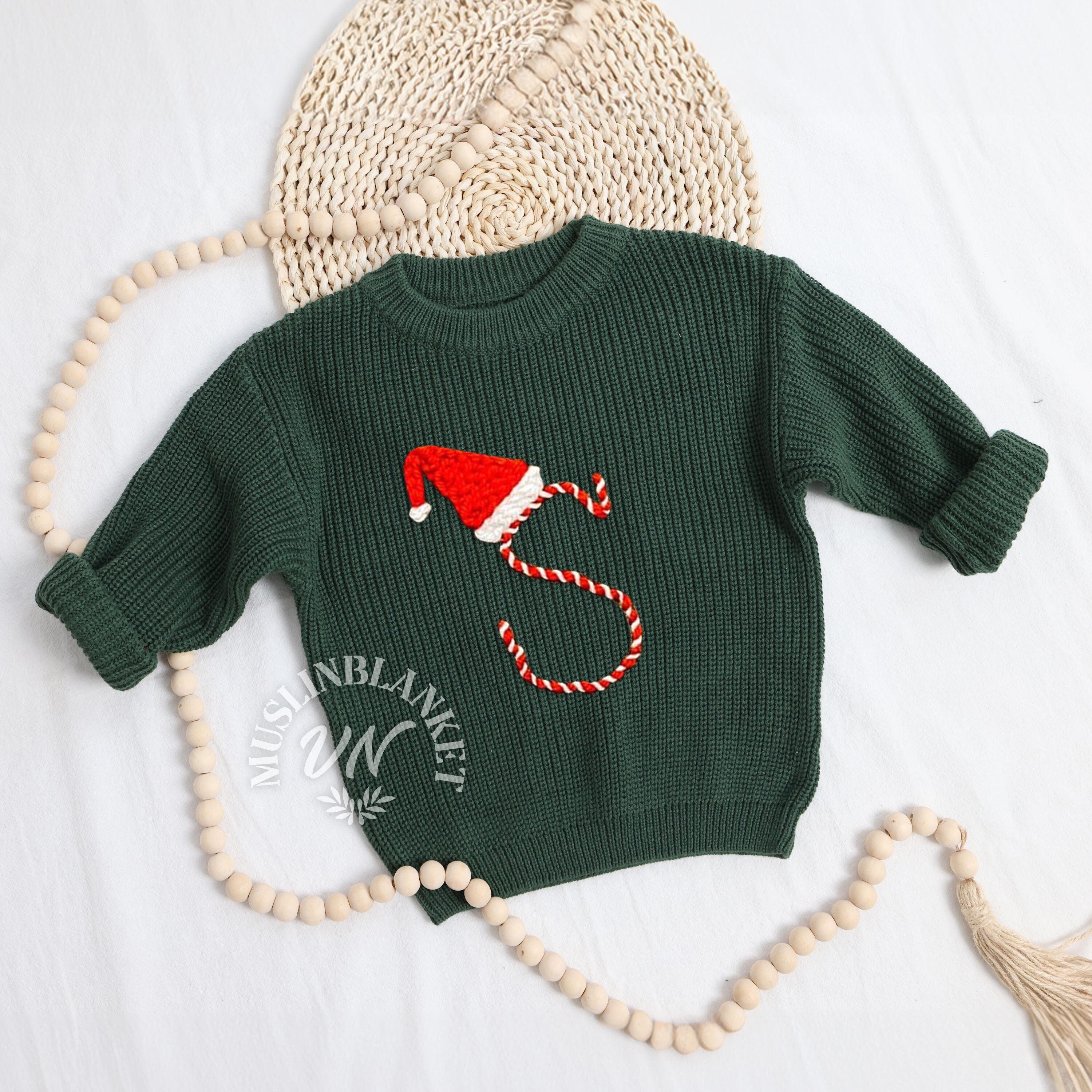 Hand Embroidered Christmas Santa Hat Sweater for Kids, Toddler ...