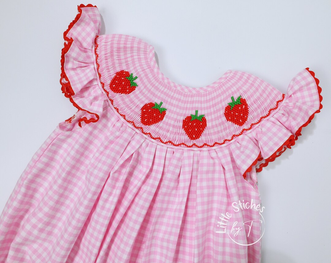 Birthday Strawberry Romper Bubble, Smocked Romper, Berry First Birthday, Sweet One Romper ...