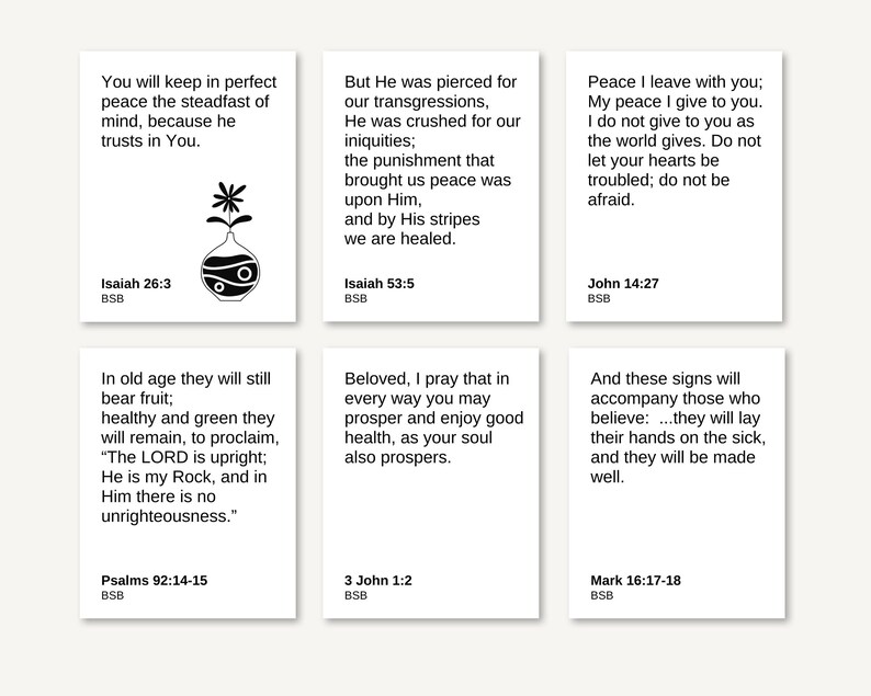 42 Health and Healing Bible Verse Printable Cards, Mini Scripture Cards ...