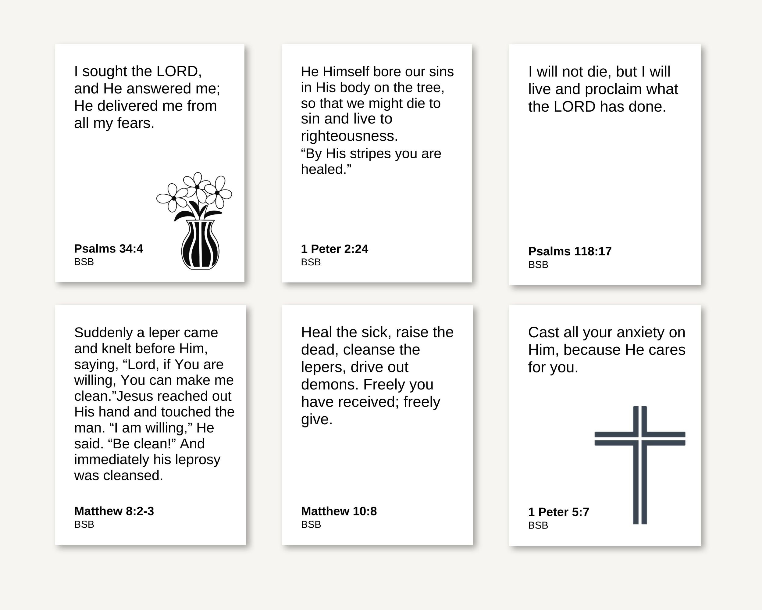 42 Health and Healing Bible Verse Printable Cards, Mini Scripture Cards ...