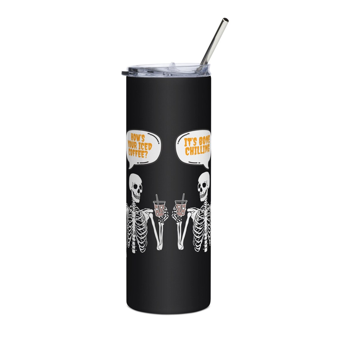 Skeleton Iced Coffee Stainless Steel Tumbler, Iced Coffee, Steel ...