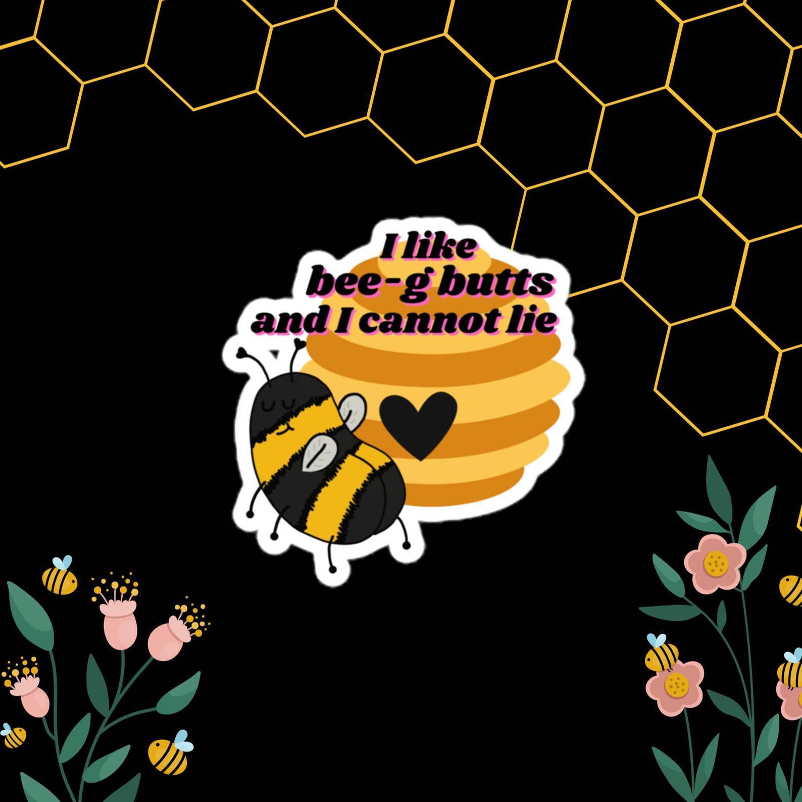 I Like Beeg Butts Cute Bee Sticker Cute Sticker Bee Sticker - Etsy