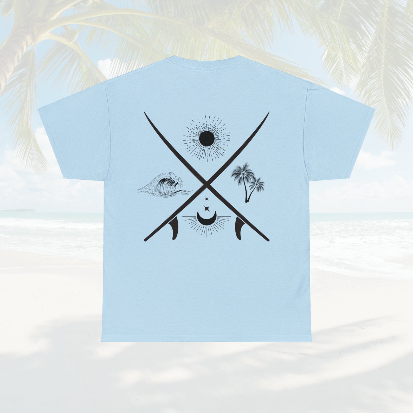 Surf T-shirt, the Elements of Surfing, Comfortable Beachwear for Ocean ...