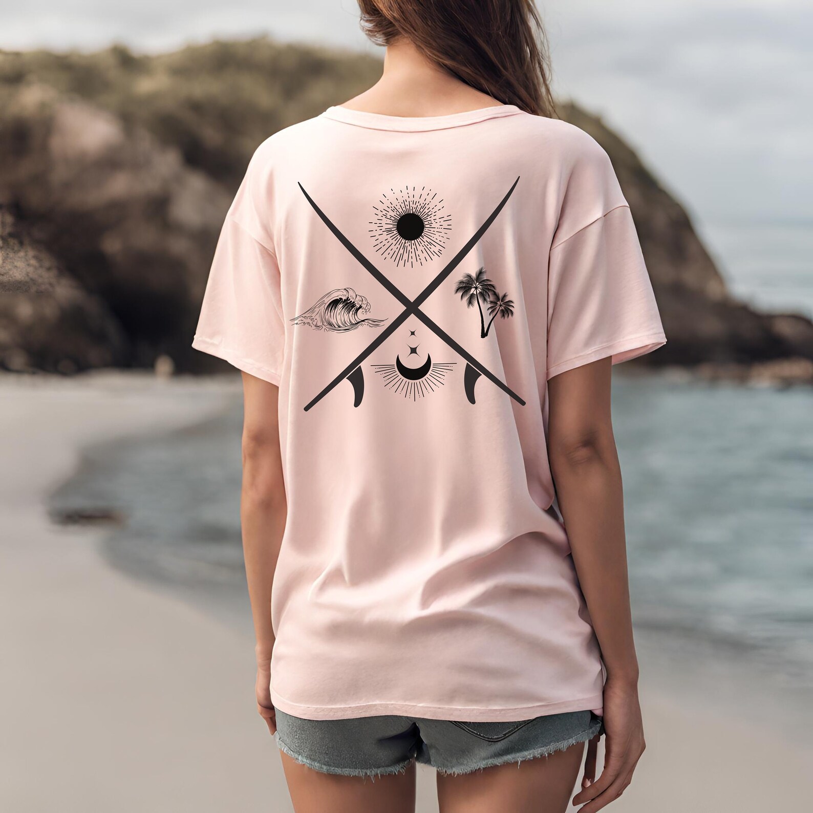 Surf T-shirt, the Elements of Surfing, Comfortable Beachwear for Ocean ...