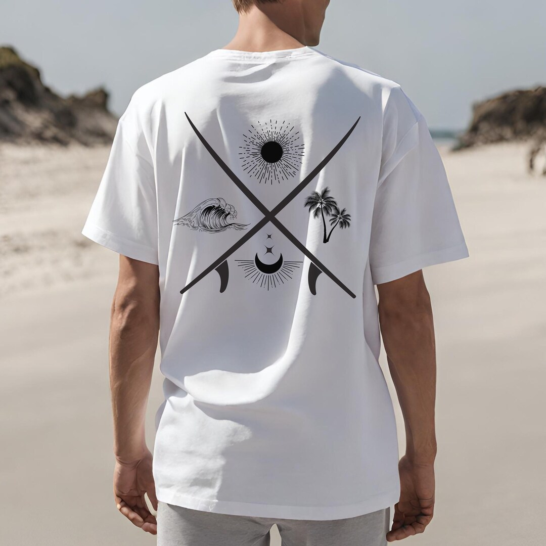 Surf T-shirt, the Elements of Surfing, Comfortable Beachwear for Ocean ...