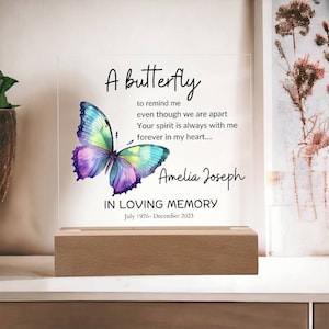 Loss of Loved One Butterfly Memorial Remembrance Plaque | Sympathy Gift ...