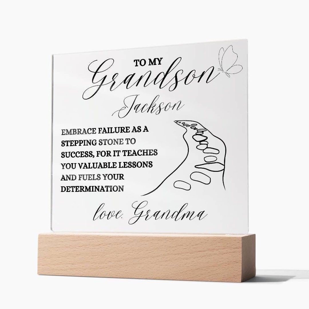 Grandson Custom Name LED Acrylic Plaque, Gift for Grandson From Grandma ...
