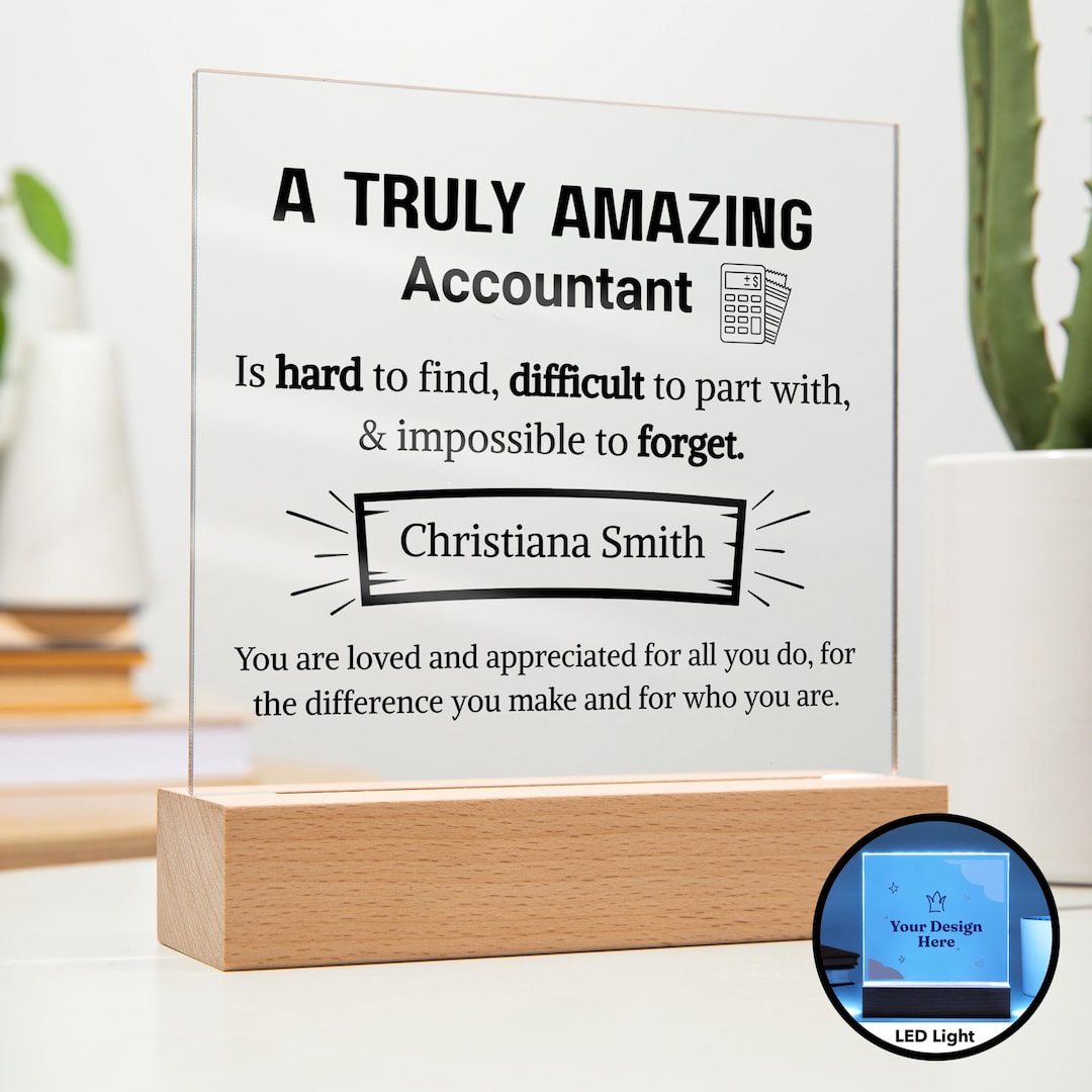 Accountant Appreciation Personalized Acrylic Plaque, Gift for ...