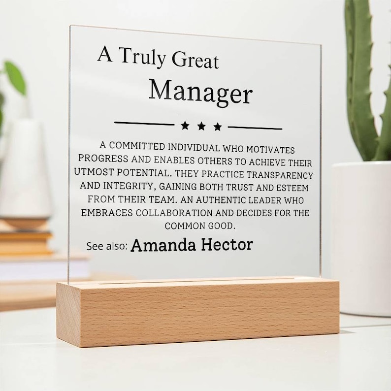 Personalized Manager Appreciation Gift LED Acrylic Plaque, Project ...