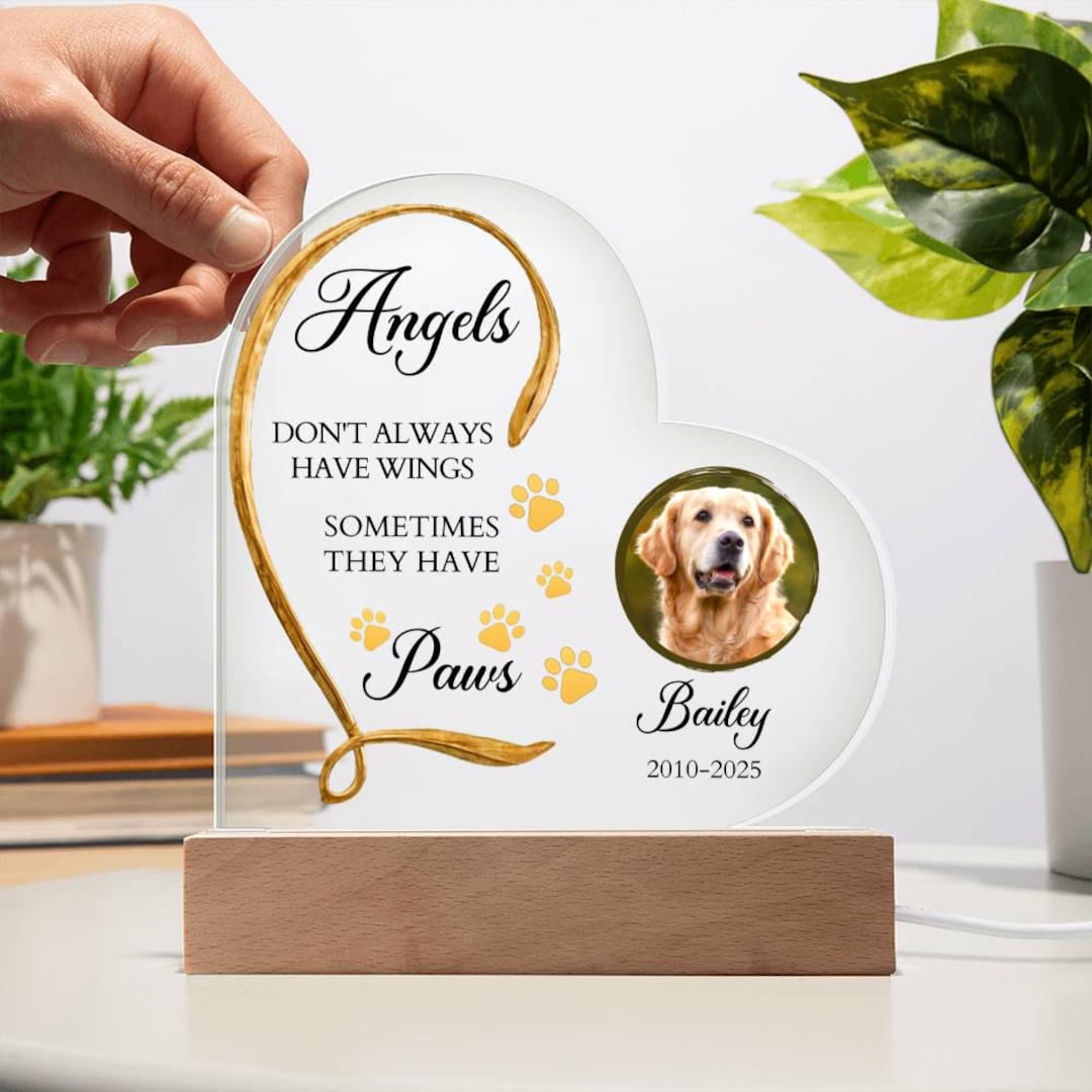 Personalized Dog Memorial Heart Acrylic Plaque, Pet Remembrance ...
