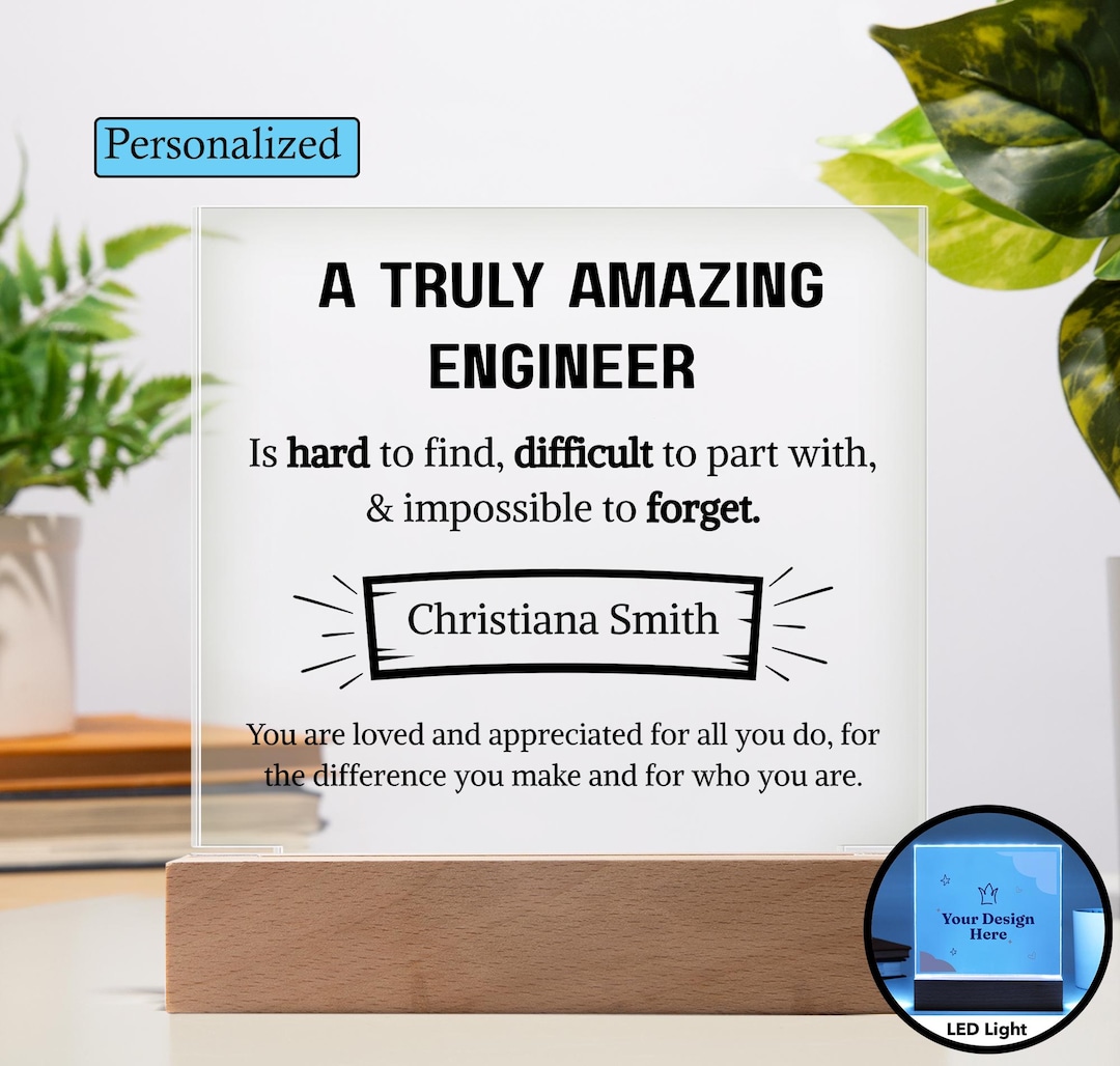Engineer Appreciation Personalized Acrylic Plaque, Gift for Engineer ...