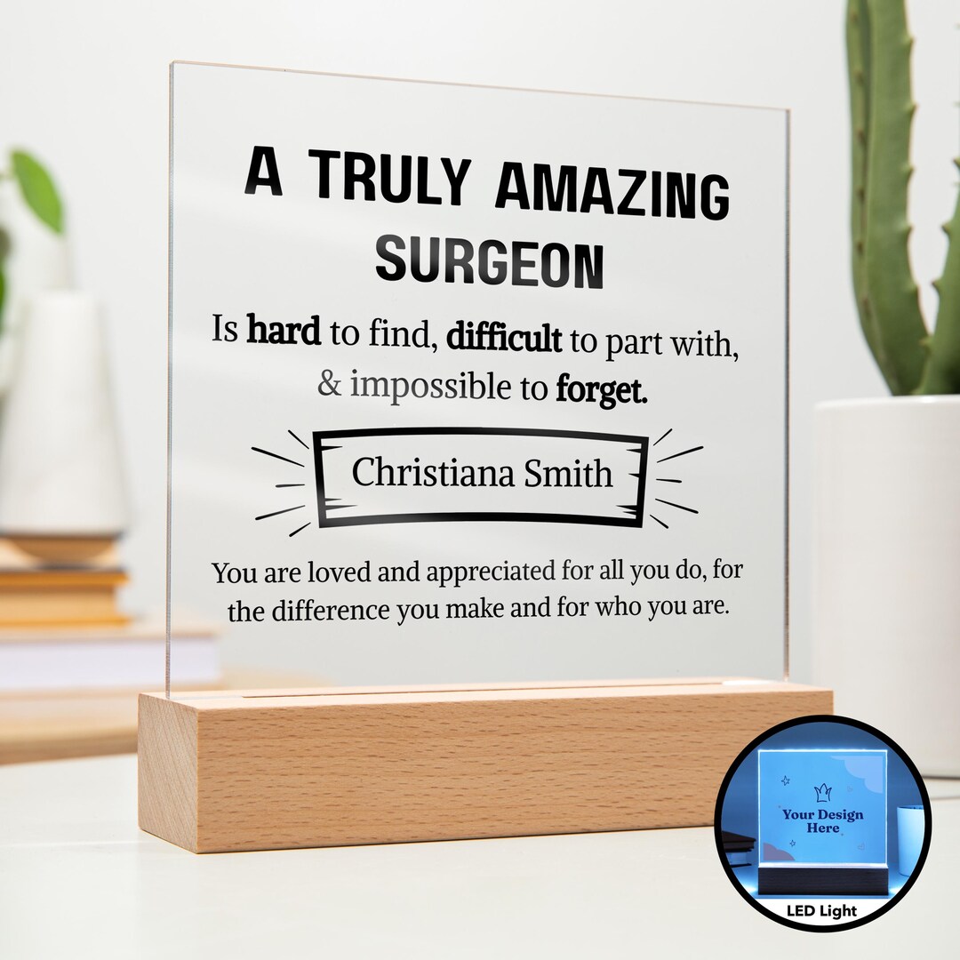 Surgeon Appreciation Personalized Acrylic Plaque, Gift for Surgeon ...
