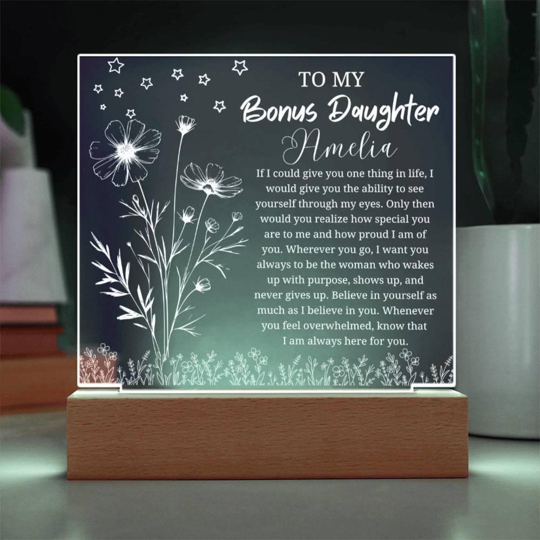 To My Bonus Daughter Gift Personalized Acrylic Plaque, Stepdaughter ...