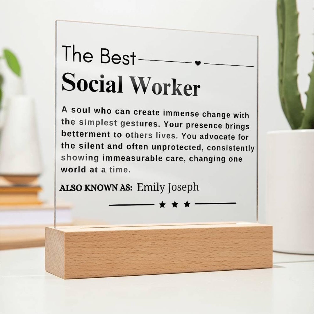 Custom Social Worker LED Acrylic Plaque, Gift for Volunteer, Social ...