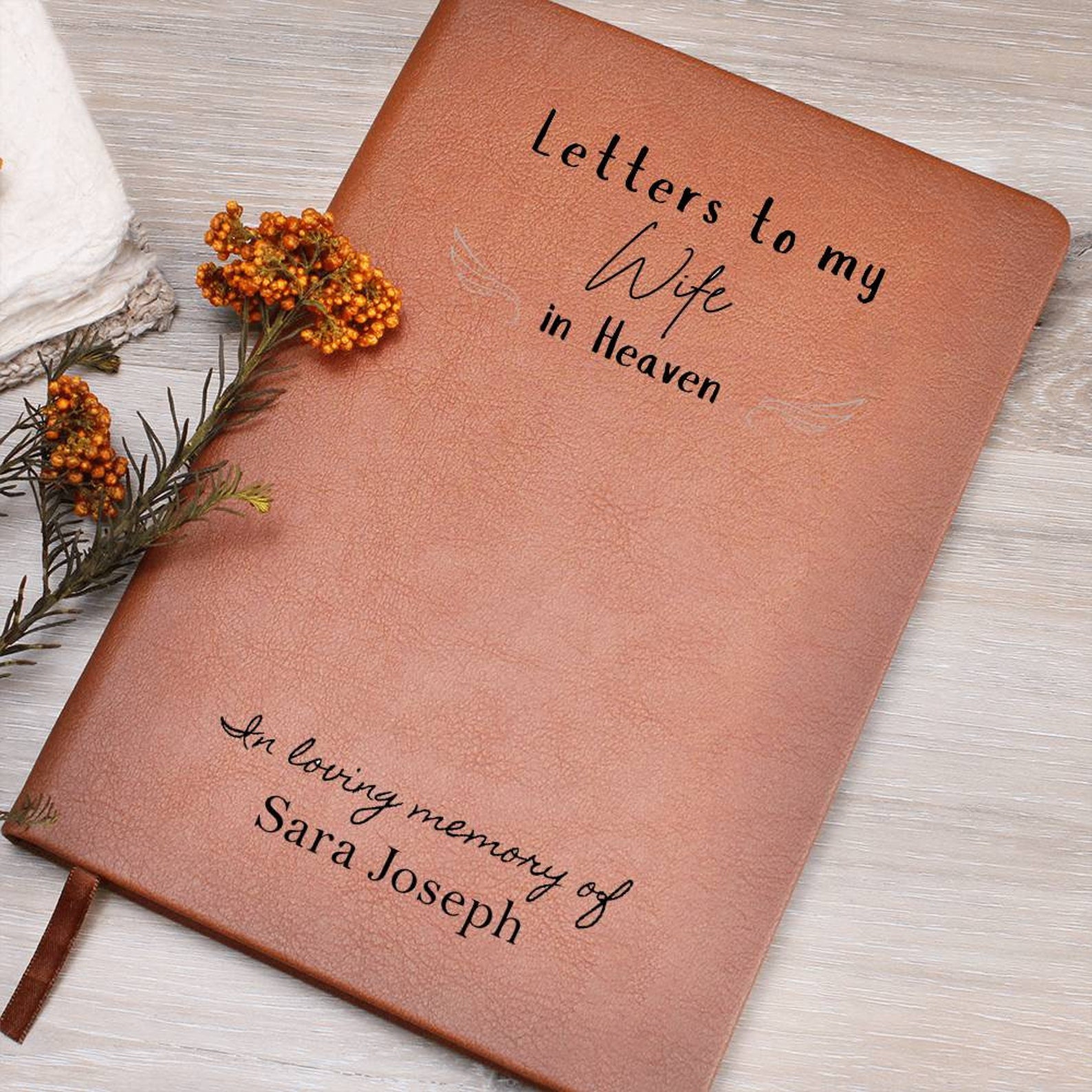 Wife Memorial Keepsake Leather Journal Loss of Wife Gift, Husband Grief ...