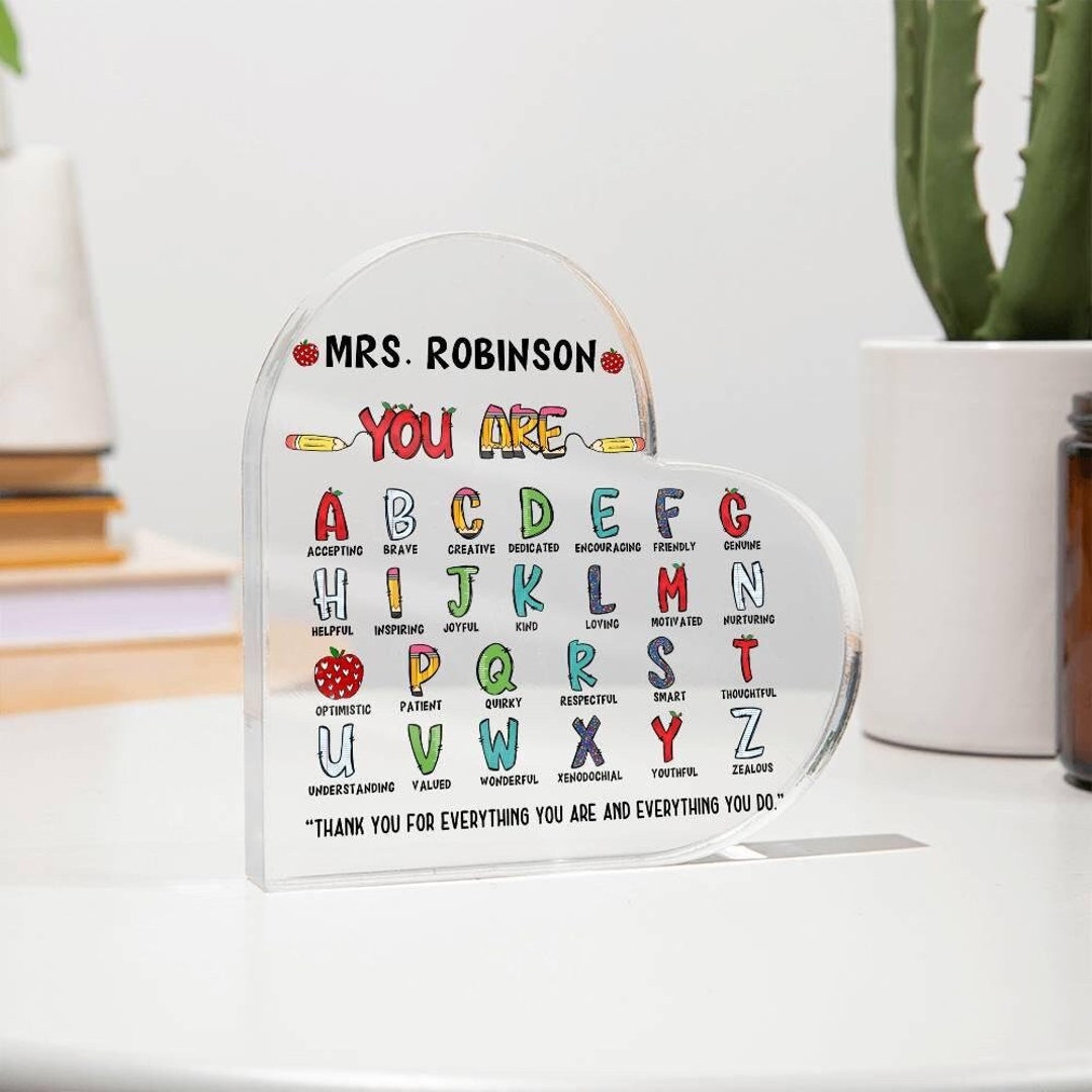 Personalized Cute Teacher Heart Plaque, Teacher Appreciation, Back to ...
