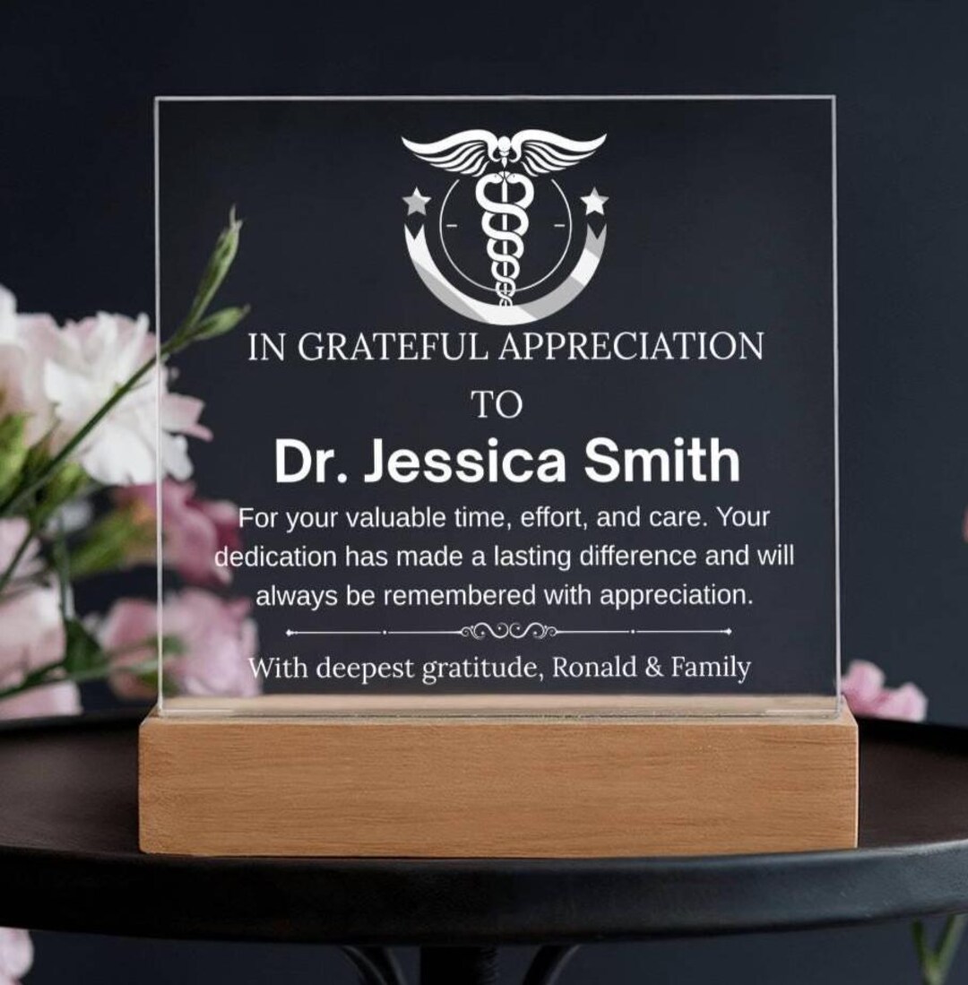 Personalized Doctor Appreciation Gift Acrylic Plaque, Thank You ...