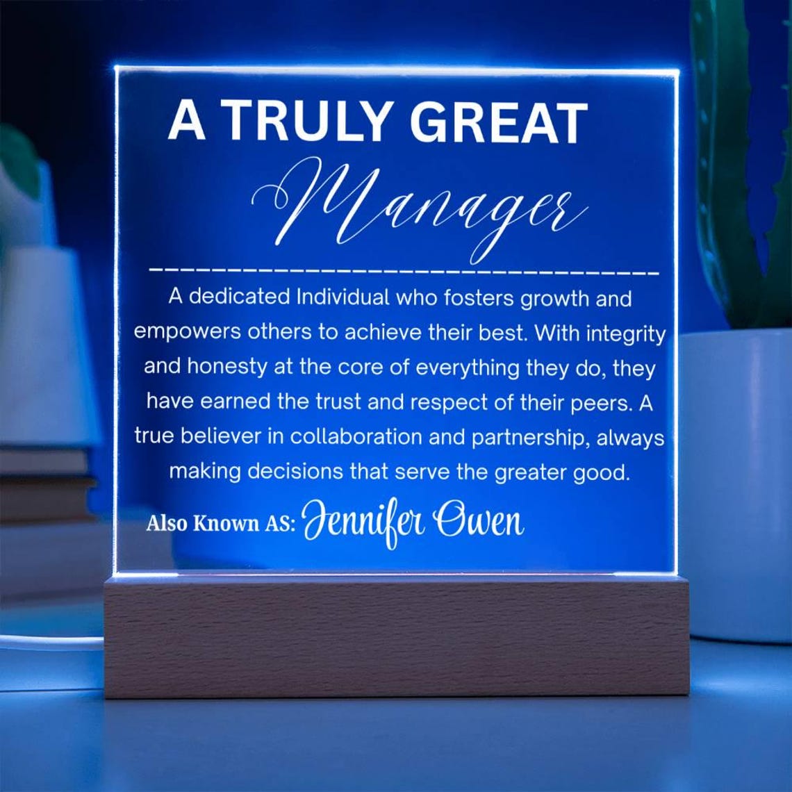 Personalized Manager Gift Acrylic Plaque, Project Manager Appreciation ...