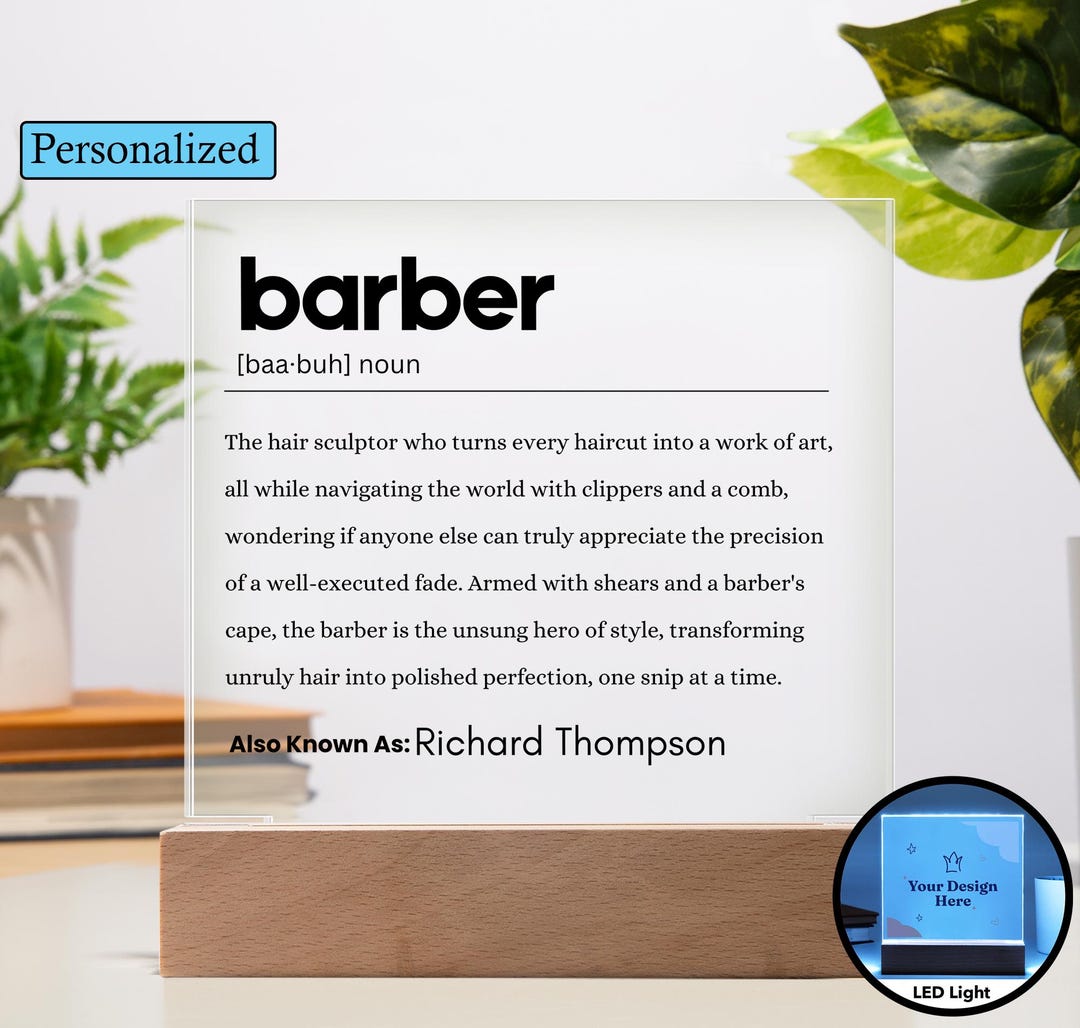 Personalized Barber Definition Acrylic Plaque, Gifts for Barber, Barber ...
