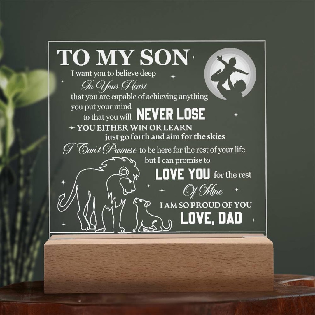 To My Son Acrylic Square Plaque, Personalized Son Gift From Dad, Son ...