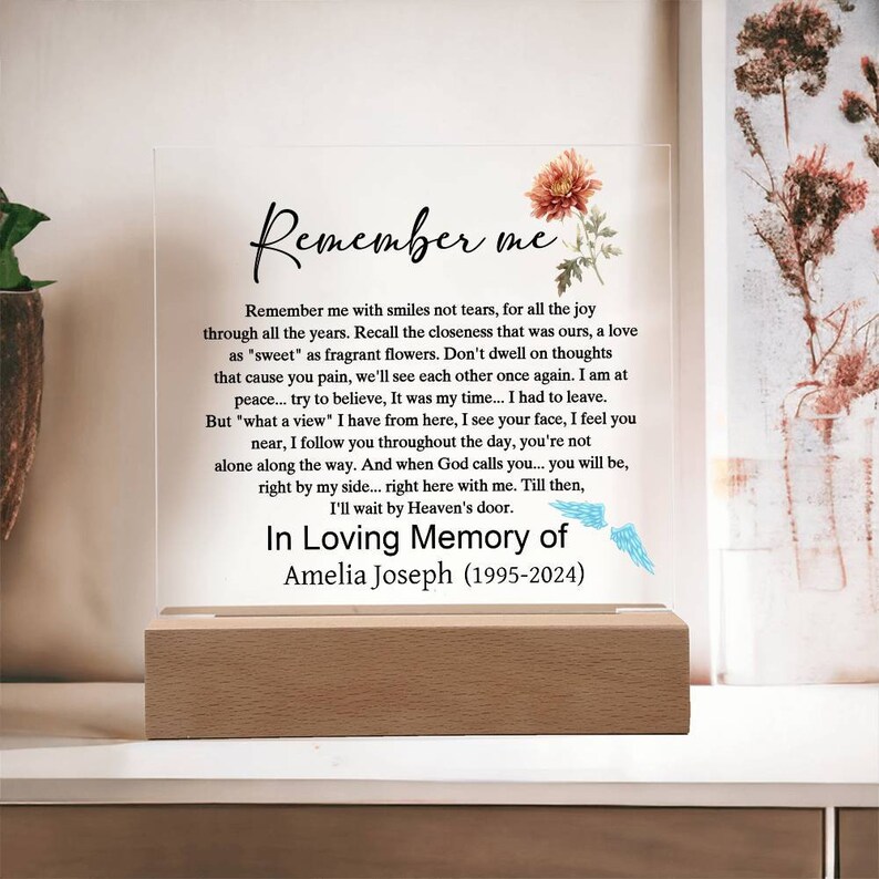 Remember Me Memorial Plaque, Sympathy Gift, Bereavement Gift, in Memory ...