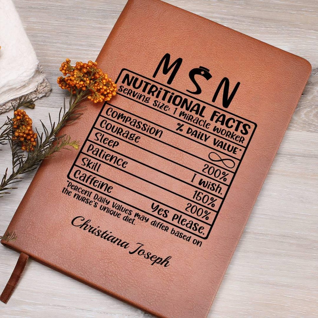Custom Msn Nutritional Facts Leather Journal, Msn Graduation Gift, Msn ...