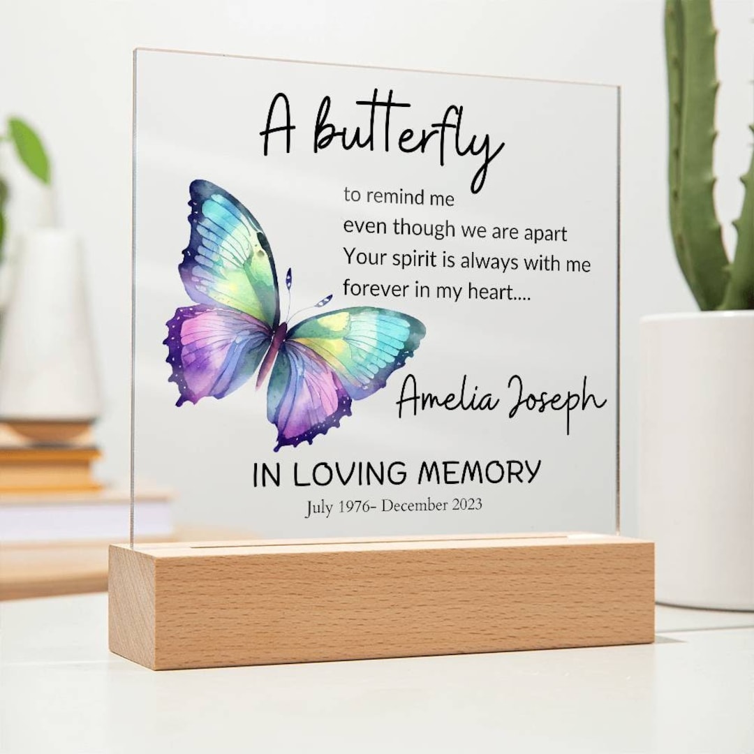 Loss of Loved One Butterfly Memorial Remembrance Plaque | Sympathy Gift ...